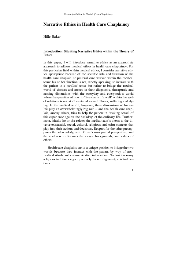 (PDF) 2009_Narrative Ethics in Health Care Chaplaincy