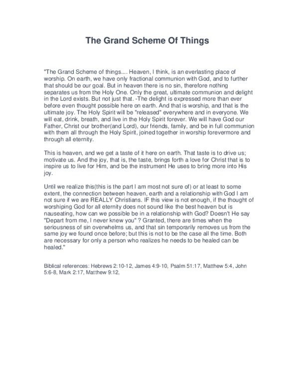 (DOC) The Grand Scheme Of Things