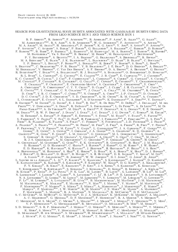 (PDF) SEARCH FOR GRAVITATIONAL-WAVE BURSTS ASSOCIATED WITH GAMMA-RAY BURSTS USING DATA FROM LIGO ...