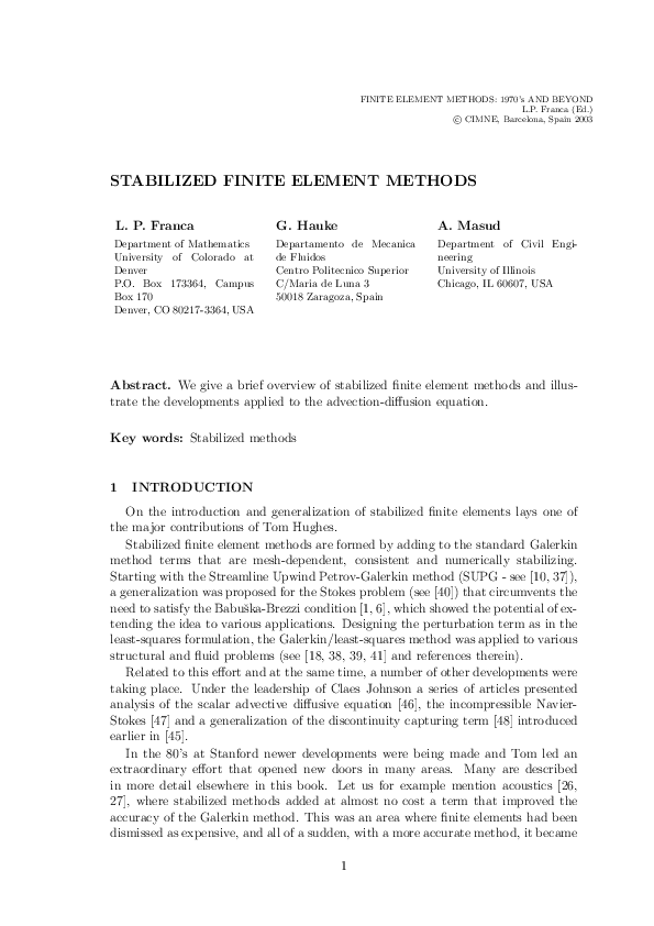 (PDF) Stabilized finite element methods: II. The incompressible Navier-Stokes equations