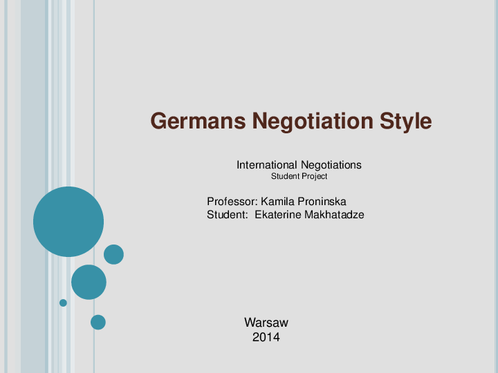(PPT) German Negotiation Style