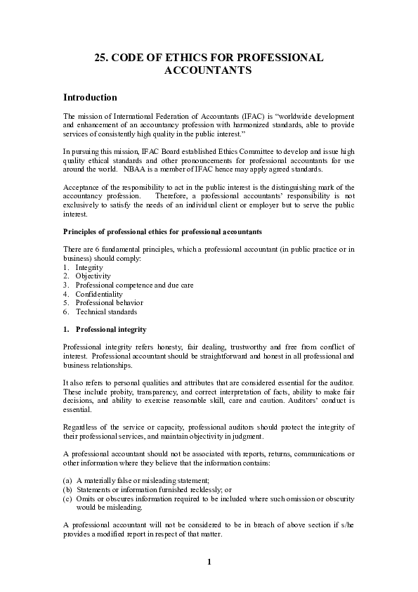 (DOC) Code of Ethics fo professional accountants