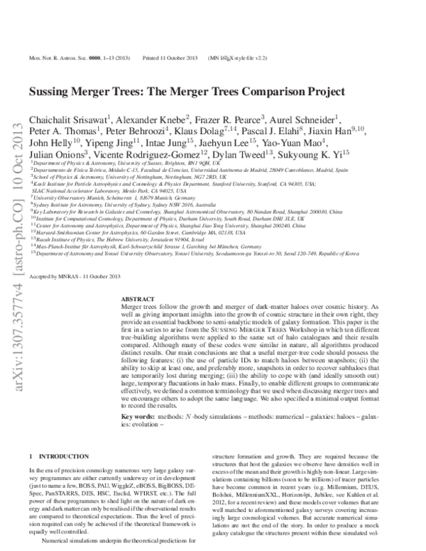 (PDF) Sussing Merger Trees: The Merger Trees Comparison Project