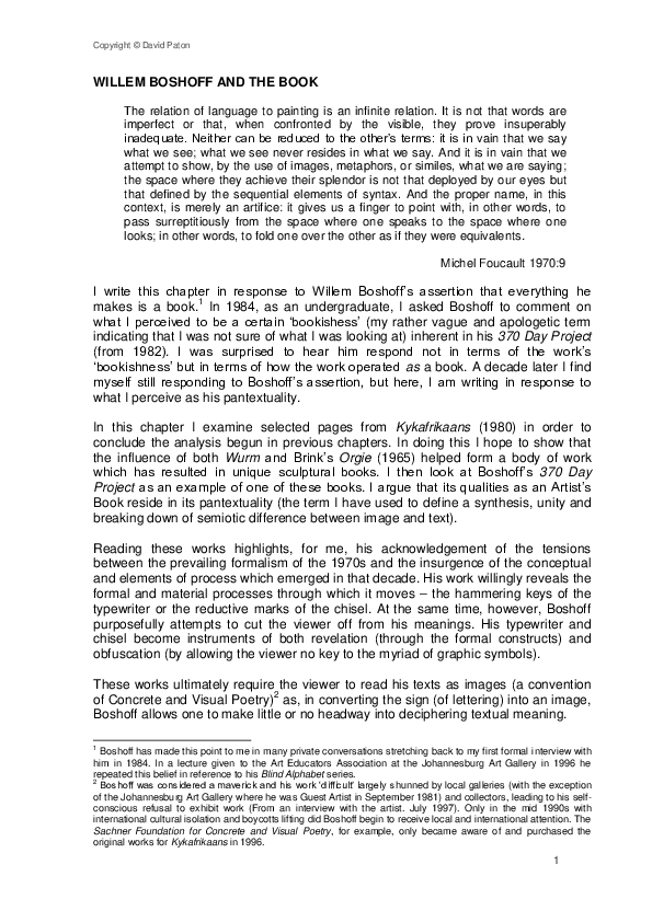 (PDF) Willem Boshoff and the book
