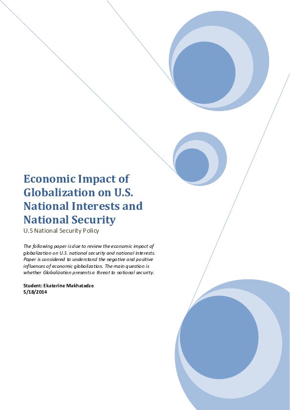 (PDF) Economic Impact of Globalization on U.S. National Security