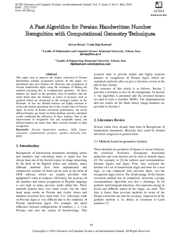 (PDF) A Fast Algorithm for Persian Handwritten Number Recognition with ... (PDF) A Fast Algorithm for Persian Handwritten Number Recognition with ...