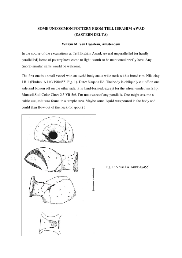 (PDF) SOME UNCOMMON POTTERY FROM TELL IBRAHIM AWAD (EASTERN DELTA
