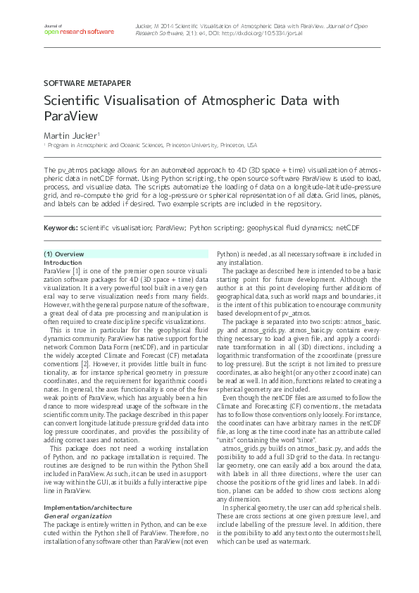 (PDF) Scientific Visualisation of Atmospheric Data with Para View