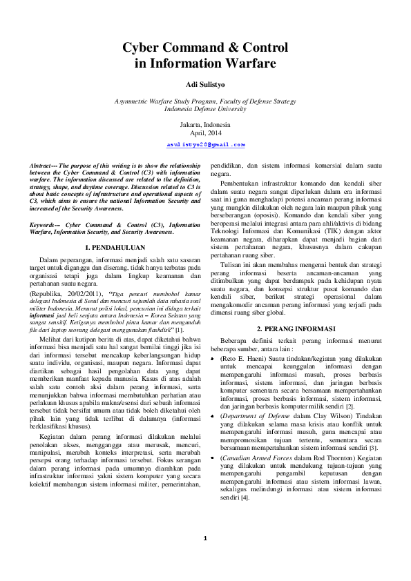 (PDF) Cyber Command & Control in Information Warfare