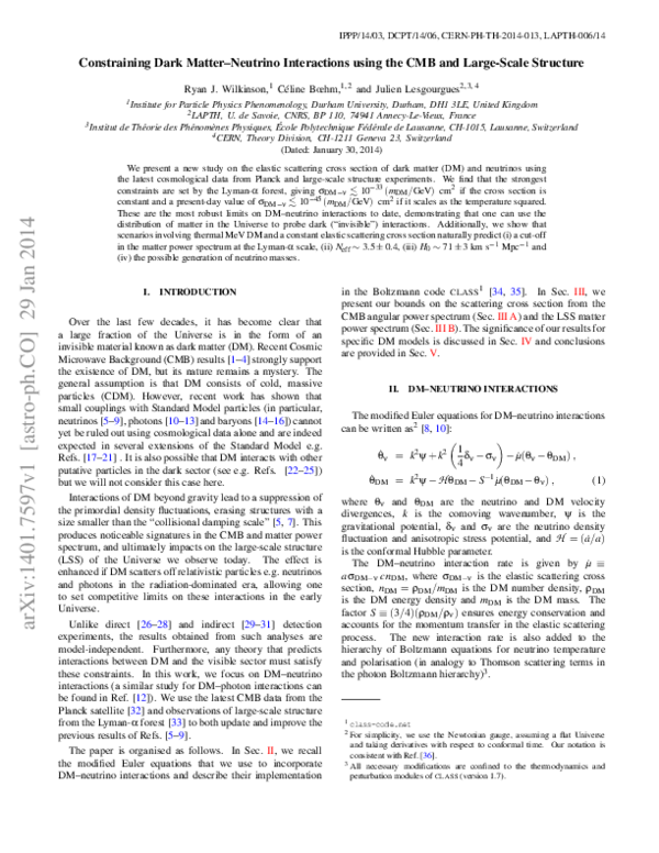 Pdf Constraining Dark Matter Neutrino Interactions Using The Cmb And