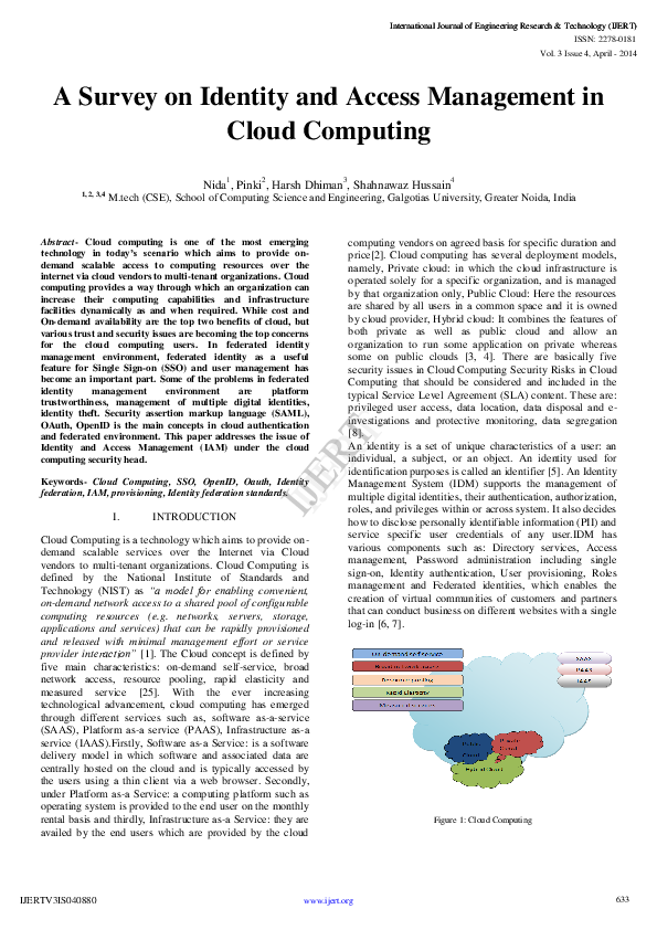 (PDF) A Survey on Identity and Access Management in Cloud Computing