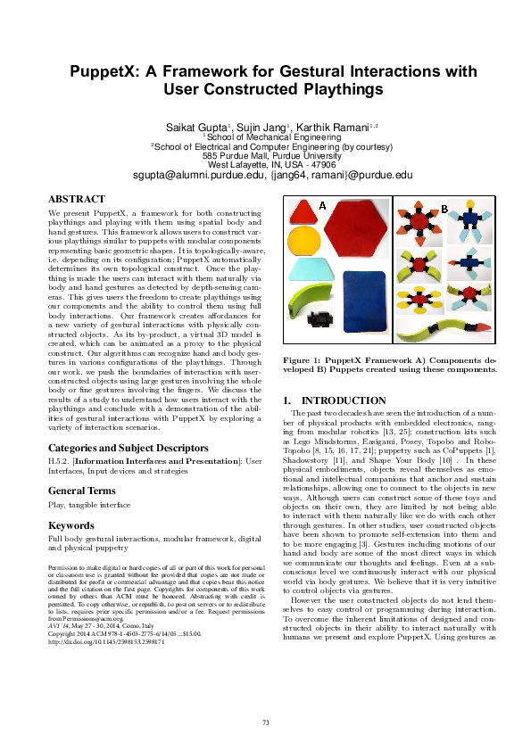 (PDF) PuppetX: A Framework for Gestural Interactions with User Constructed Playthings