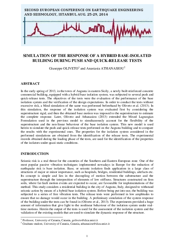 (PDF) Simulation of the response of a hybrid base-isolated building ...