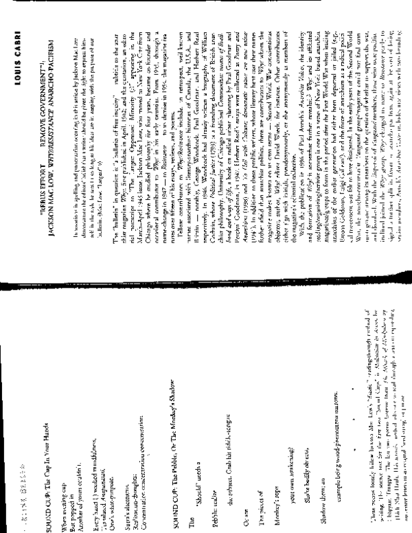 (PDF) Jackson Mac Low, Why?/Resistance, Anarcho-Pacifism