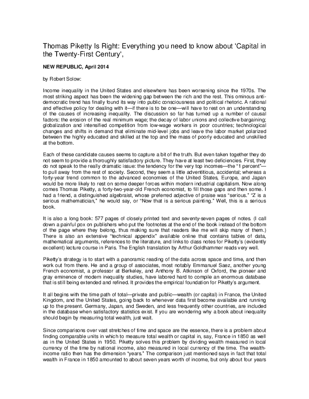 (PDF) Thomas Piketty Is Right: Everything you need to know about ...