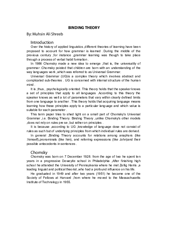 (PDF) BINDING THEORY