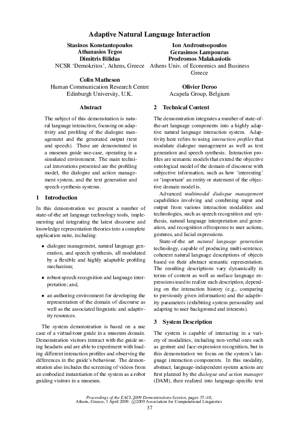 (PDF) Adaptive Natural Language Interaction | Stasinos Konstantopoulos, Makis Malakasiotis, and ...