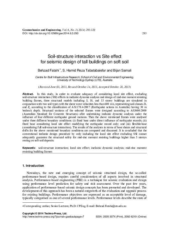 (PDF) Soil-Structure Interaction vs Site effect for Seismic Design of Tall Buildings on Soft Soils