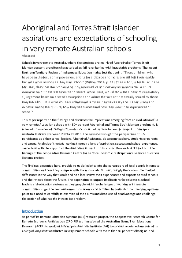 (PDF) Aboriginal and Torres Strait Islander aspirations and ...