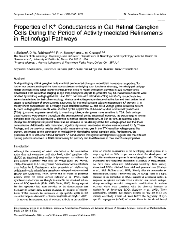 (PDF) Properties of K+ Conductances in Cat Retinal Ganglion Cells ...