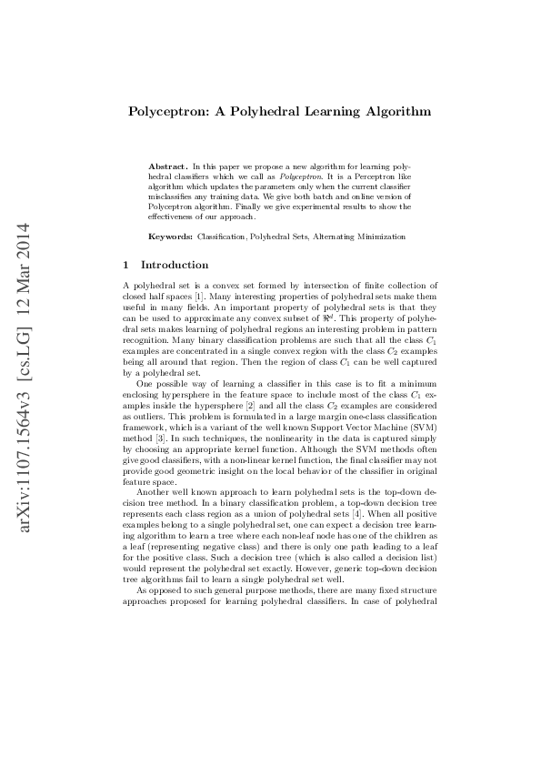 (PDF) Polyceptron: A Polyhedral Learning Algorithm