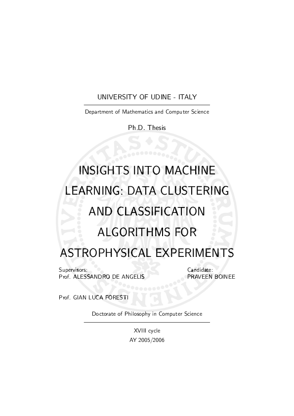 Pdf Insights Into Machine Learningdata Clustering And Classification Algorithms For