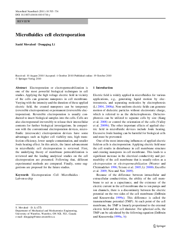 (PDF) Microfluidics cell electroporation