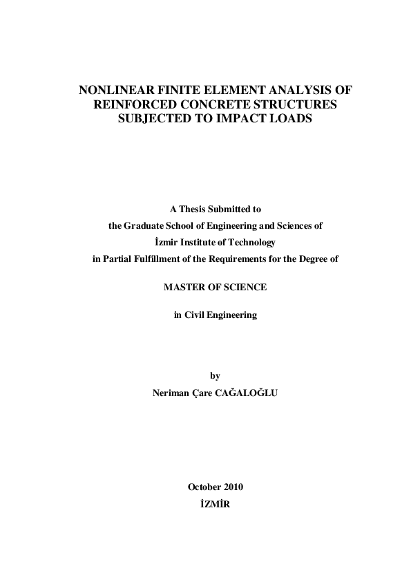 Pdf Nonlinear Finite Element Analysis Of Reinforced Concrete Structures Under Impact Loads