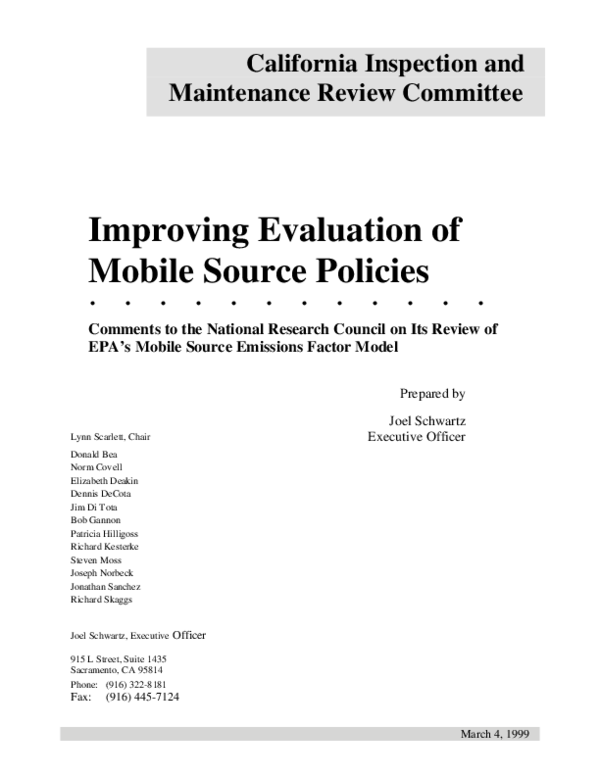 (PDF) Comments to the National Research Council on Its Review of EPA's ...