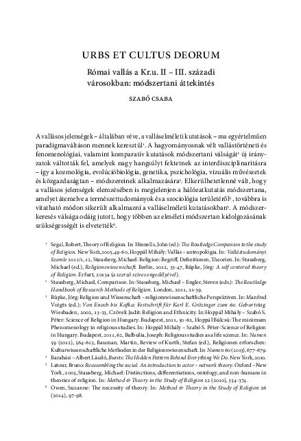 (PDF) Urbs et cultus deorum. Római vallás a Kr.u. II - III. századi ...