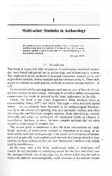 (PDF) Exploratory Multivariate Analysis in Archaeology - Chapter 1