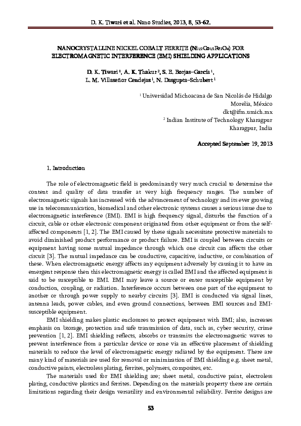 (PDF) NANOCRYSTALLINE NICKEL COBALT FERRITE (Ni1/2Co1/2Fe2O4) FOR ...