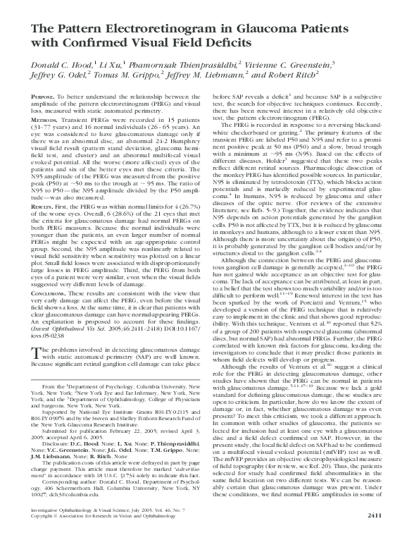 (PDF) The Pattern Electroretinogram in Glaucoma Patients with Confirmed ...