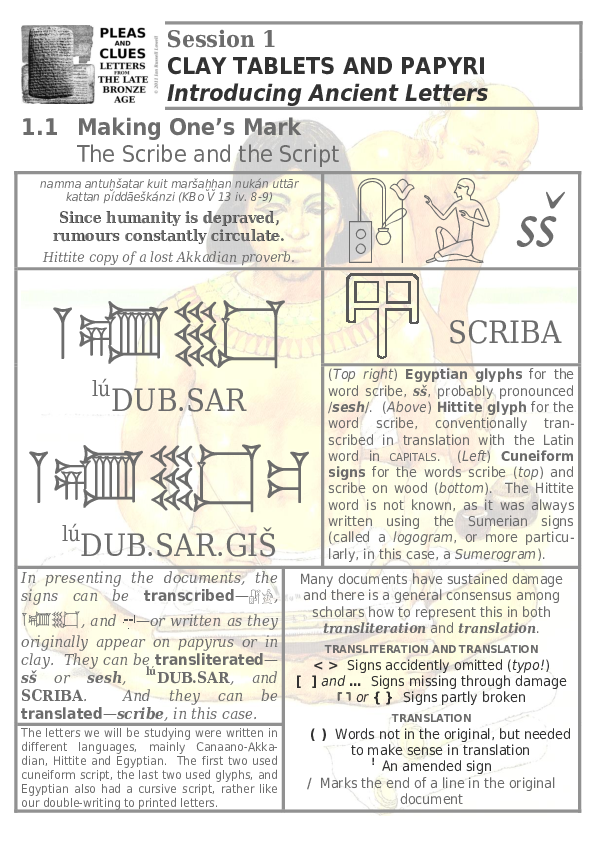 (PDF) Session 1 CLAY TABLETS AND PAPYRI Introducing Ancient Letters