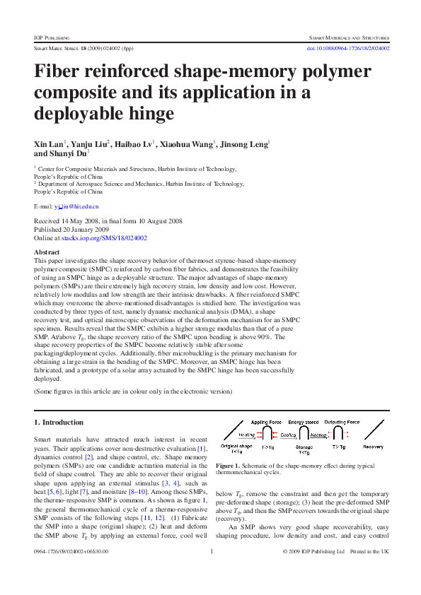(PDF) A macro-mechanical constitutive model of shape memory alloys Fiber reinforced shape-memory ...