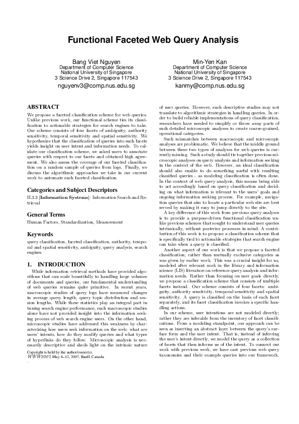 (PDF) Functional Faceted Web Query Analysis