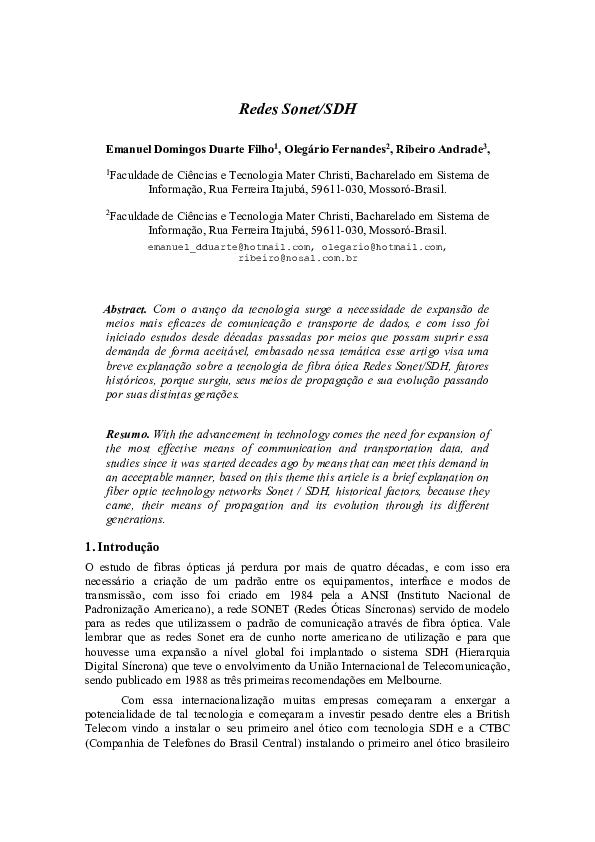 (PDF) Redes Sonet/SDH