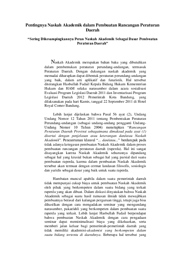 (DOC) Pentingnya Naskah Akademik dalam