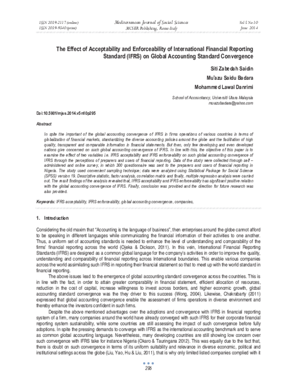 (PDF) The Effect of Acceptability and Enforceability of International Financial Reporting ...