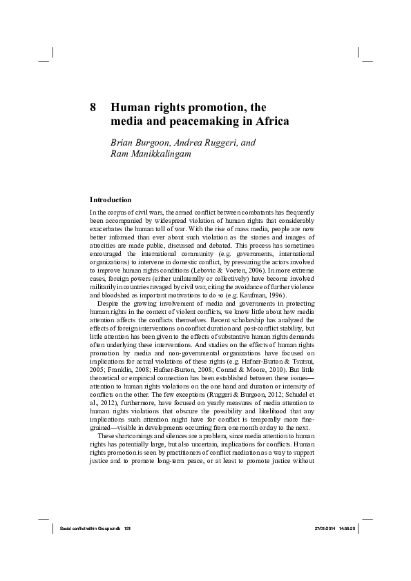 (PDF) Human-rights Promotion, the Media and Peacemaking in Africa
