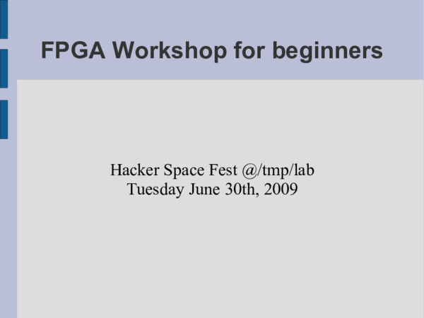 (PDF) FPGA Workshop for beginners