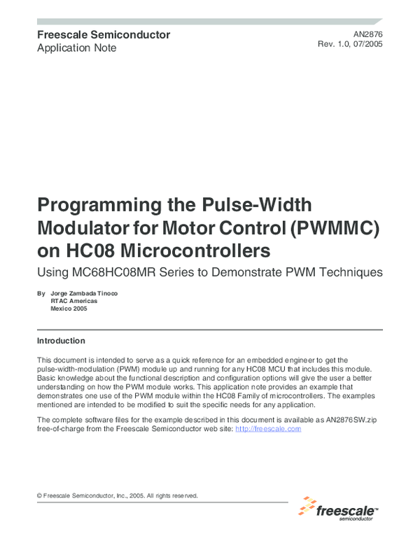 (PDF) Freescale Semiconductor Application Note Programming the Pulse-Width Modulator for Motor ...
