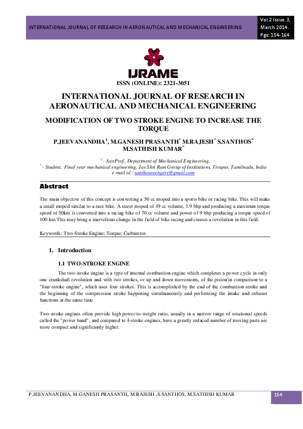 (PDF) MODIFICATION OF TWO STROKE ENGINE TO INCREASE THE TORQUE