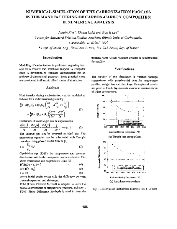 (PDF) NUMERICAL SIMULATION OF THE CARBONIZATION PROCESS IN THE ...