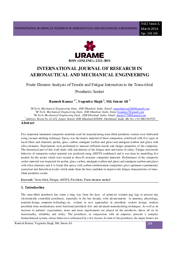 (PDF) Finite Element Analysis of Tensile and Fatigue Interaction in the ...