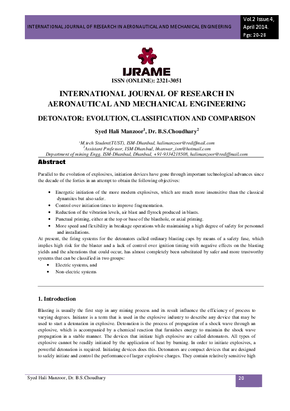 (PDF) DETONATOR: EVOLUTION, CLASSIFICATION AND COMPARISON