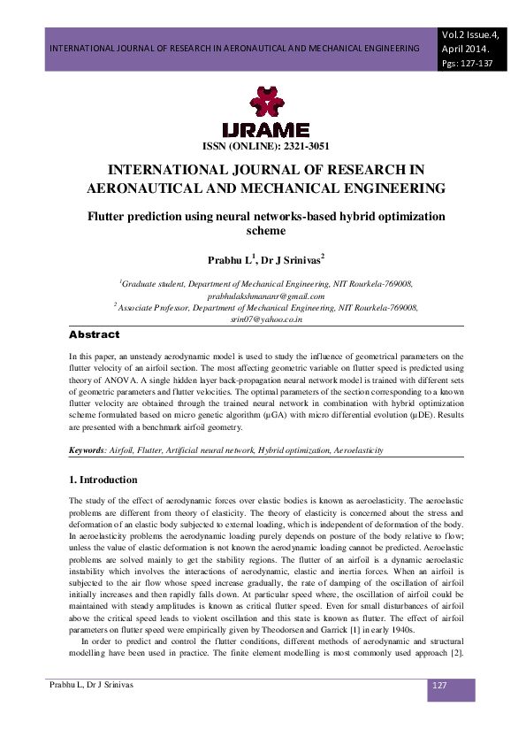 Pdf Flutter Prediction Using Neural Networks Based Hybrid Optimization Scheme