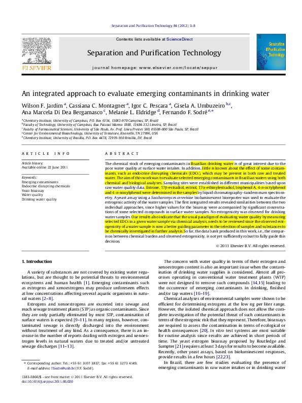 (PDF) An integrated approach to evaluate emerging contaminants in ...