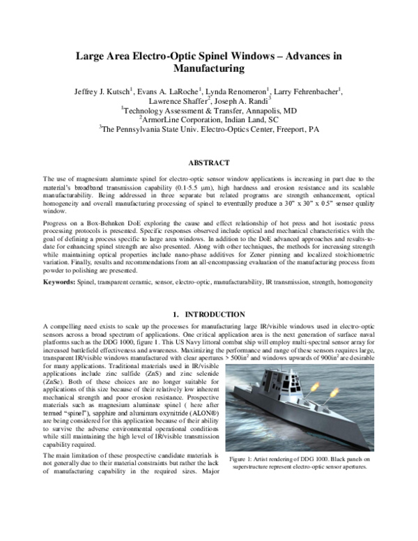 (PDF) Paper 8016-5 Large Area Electro-Optic Spinel Windows