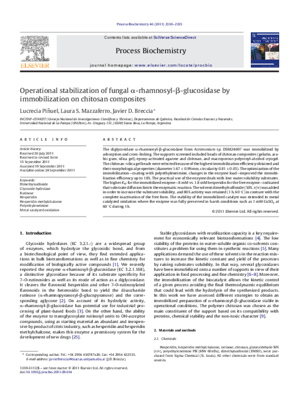 Operational stabilization of fungal α-rhamnosyl-β-glucosidase by ...